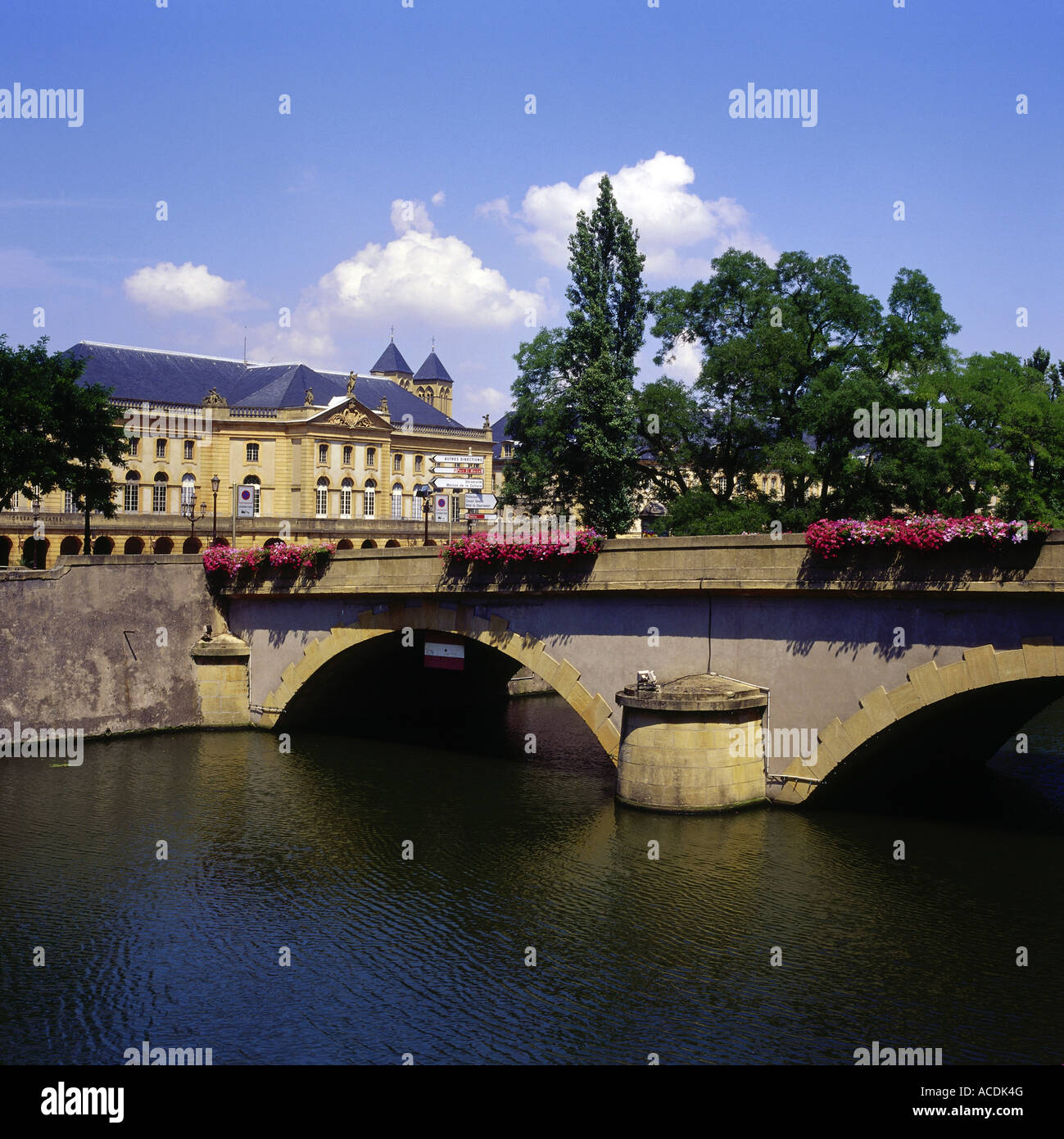 geography / travel, France, Metz, overviews, River Meuse, heatre, view ...