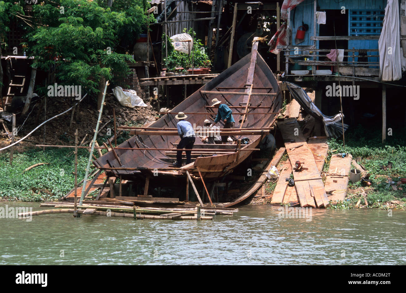 Mekong Delta, building a new boat, Vietnam Stock Photo - Alamy