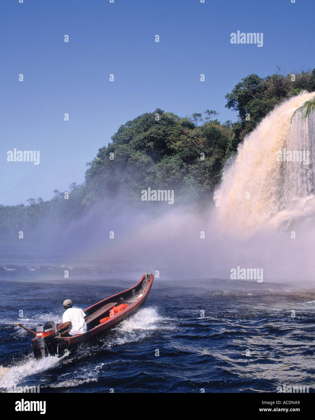 Canaima National Park Bolivar State Venezuela Canoe on Canaima lagoon ...