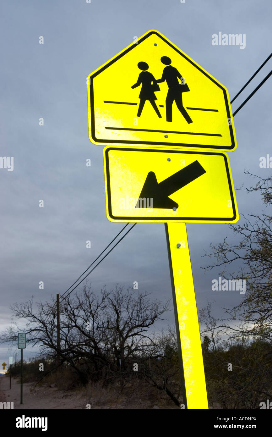 School Children Crossing Ahead Sign High Resolution Stock Photography ...
