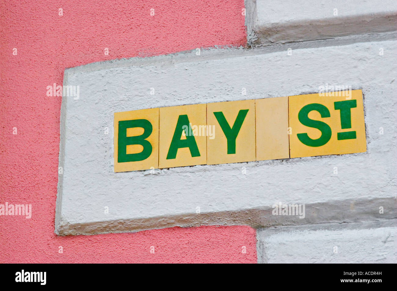 BAY ST tile street sign, Nassau, Bahamas Stock Photo - Alamy