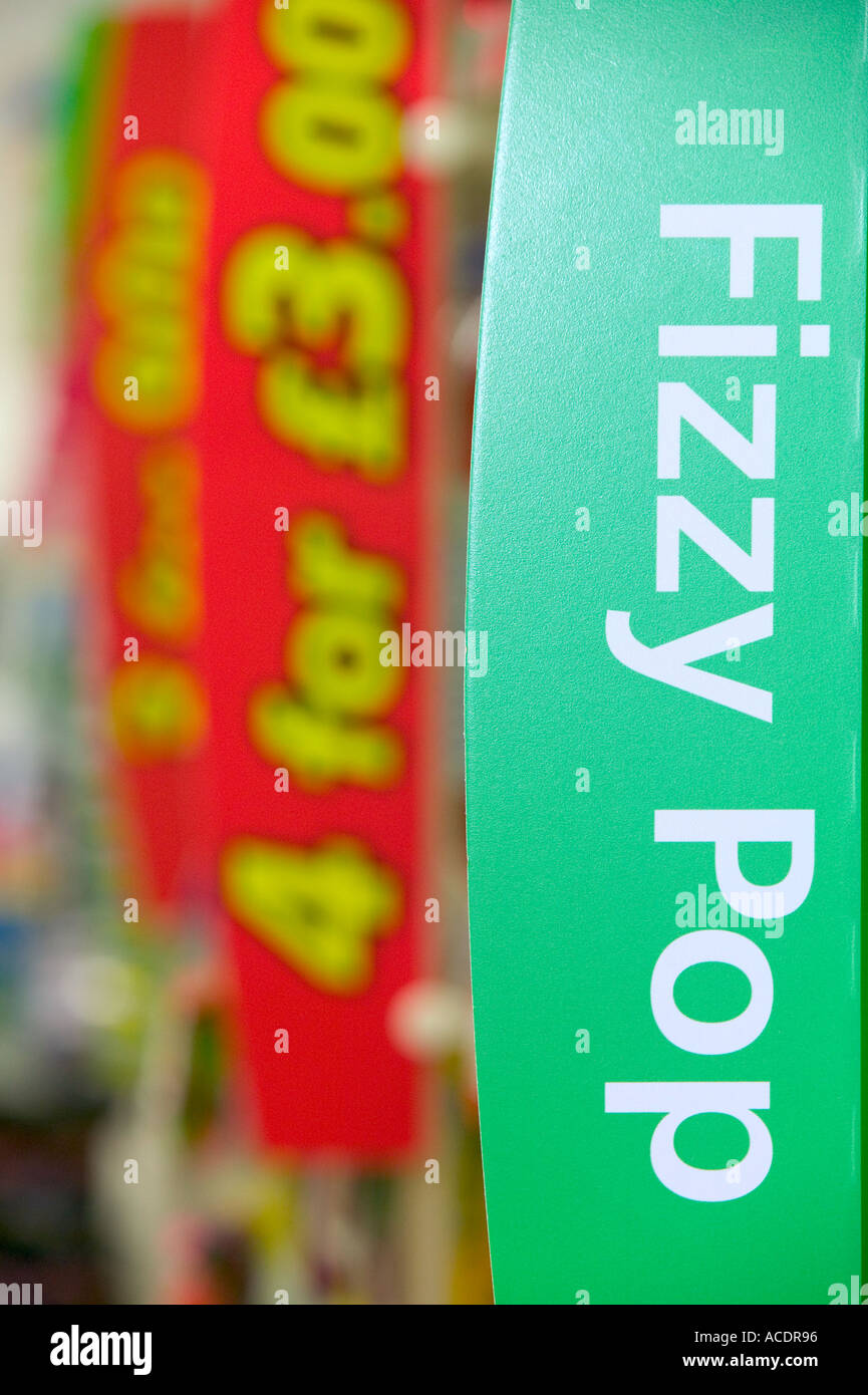 Fizzy pop sign in an Asda supermarket Stock Photo - Alamy