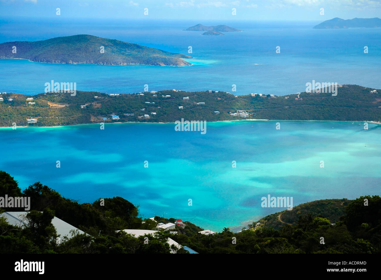 Megan's Bay and the US Virgin Islands, view from the mountain top, St ...