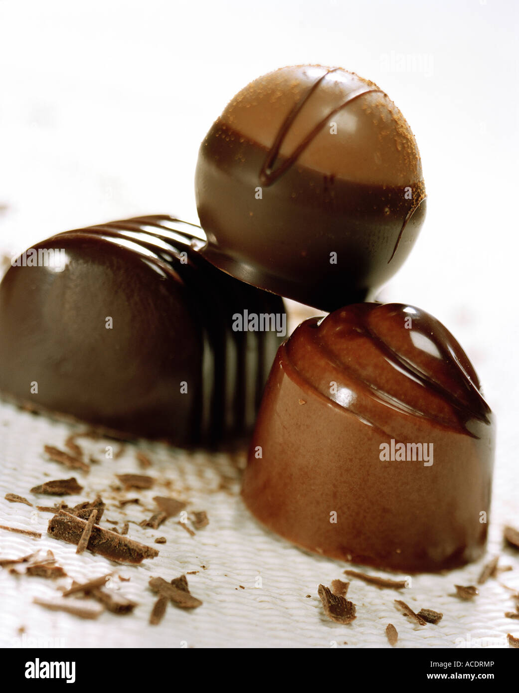 Three pieces of chocolate Stock Photo - Alamy