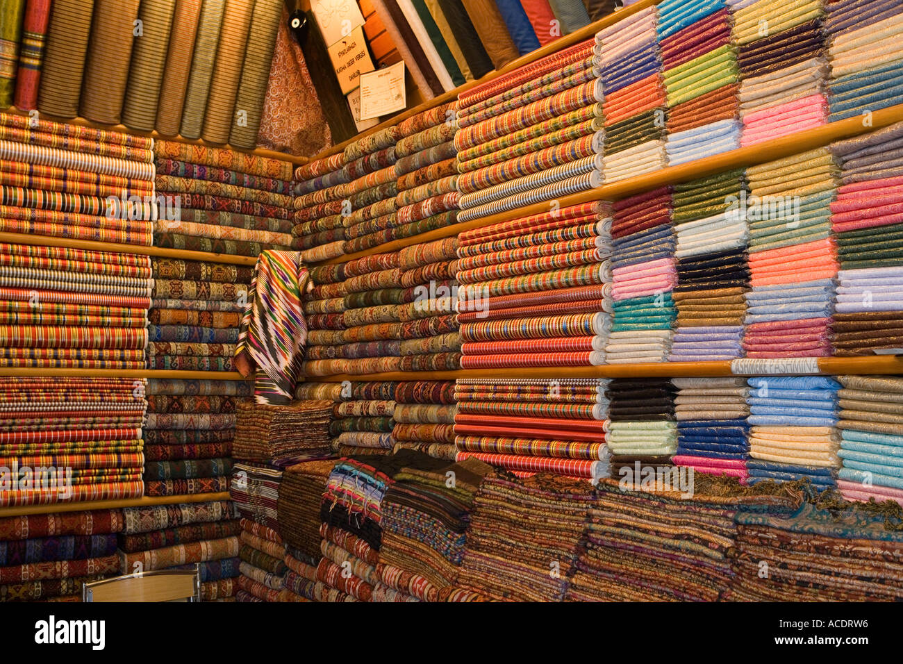 Textile stall in the Grand Bazaar in Istanbul Turkey Stock Photo - Alamy
