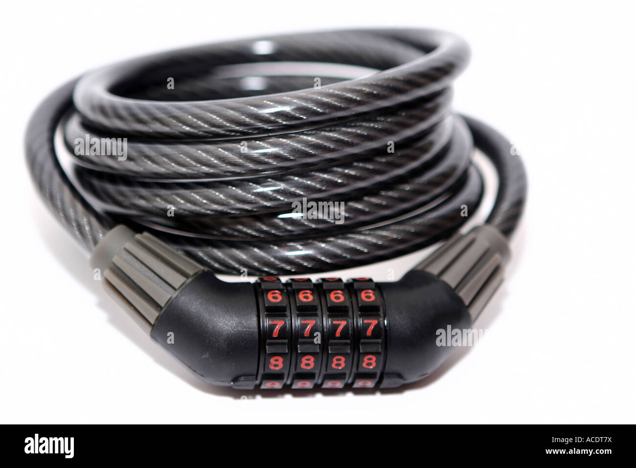 Bicycle lock black cable Cut Out Stock Images & Pictures - Alamy