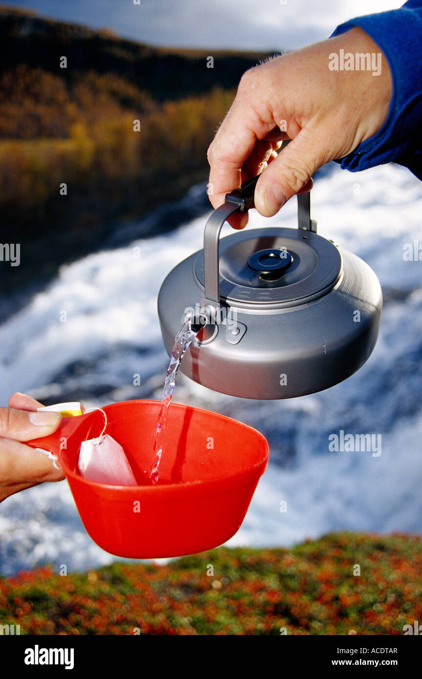 Break for tea at a waterfall Stock Photo - Alamy
