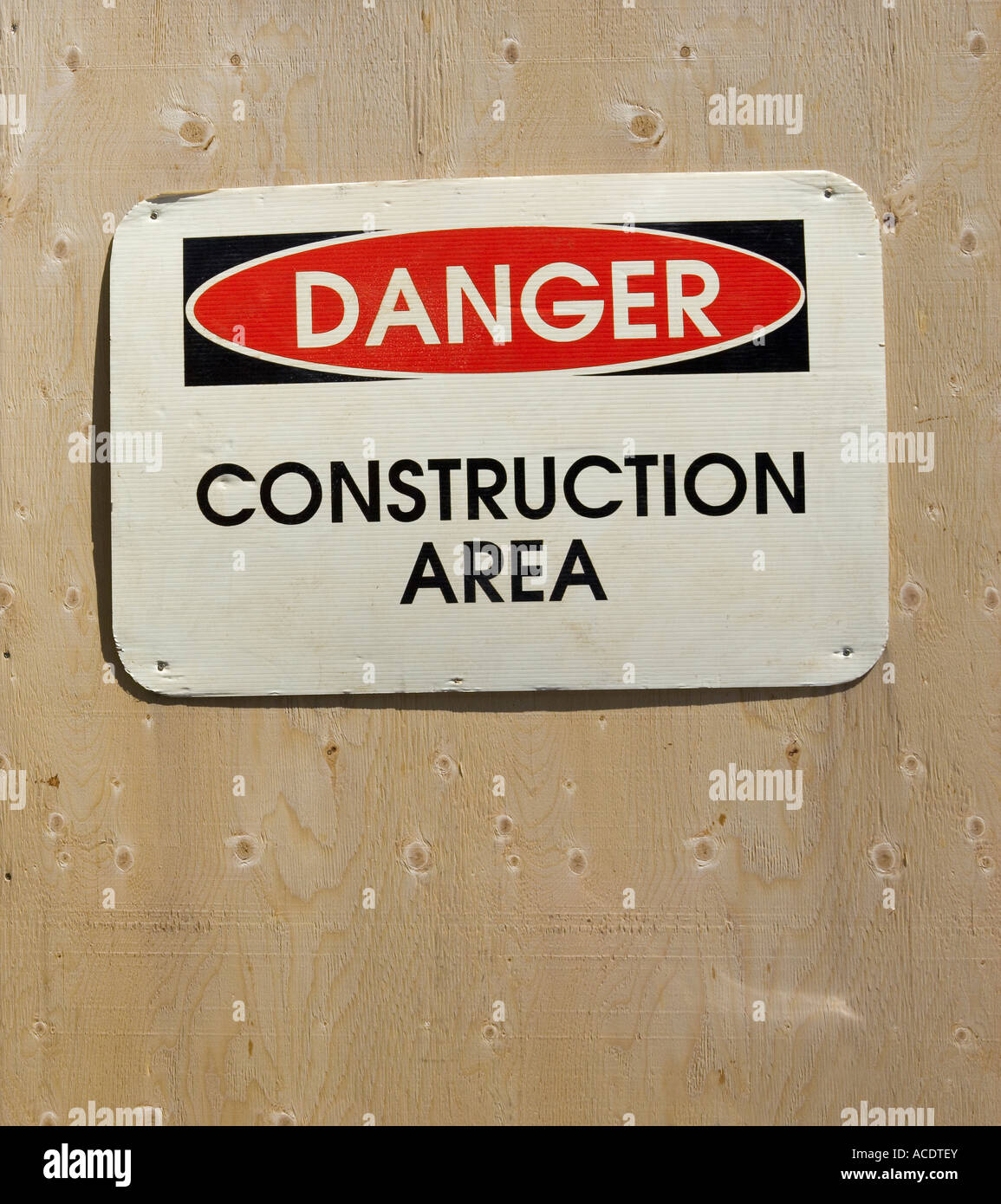 Danger Construction Area sign on plywood wall Stock Photo - Alamy
