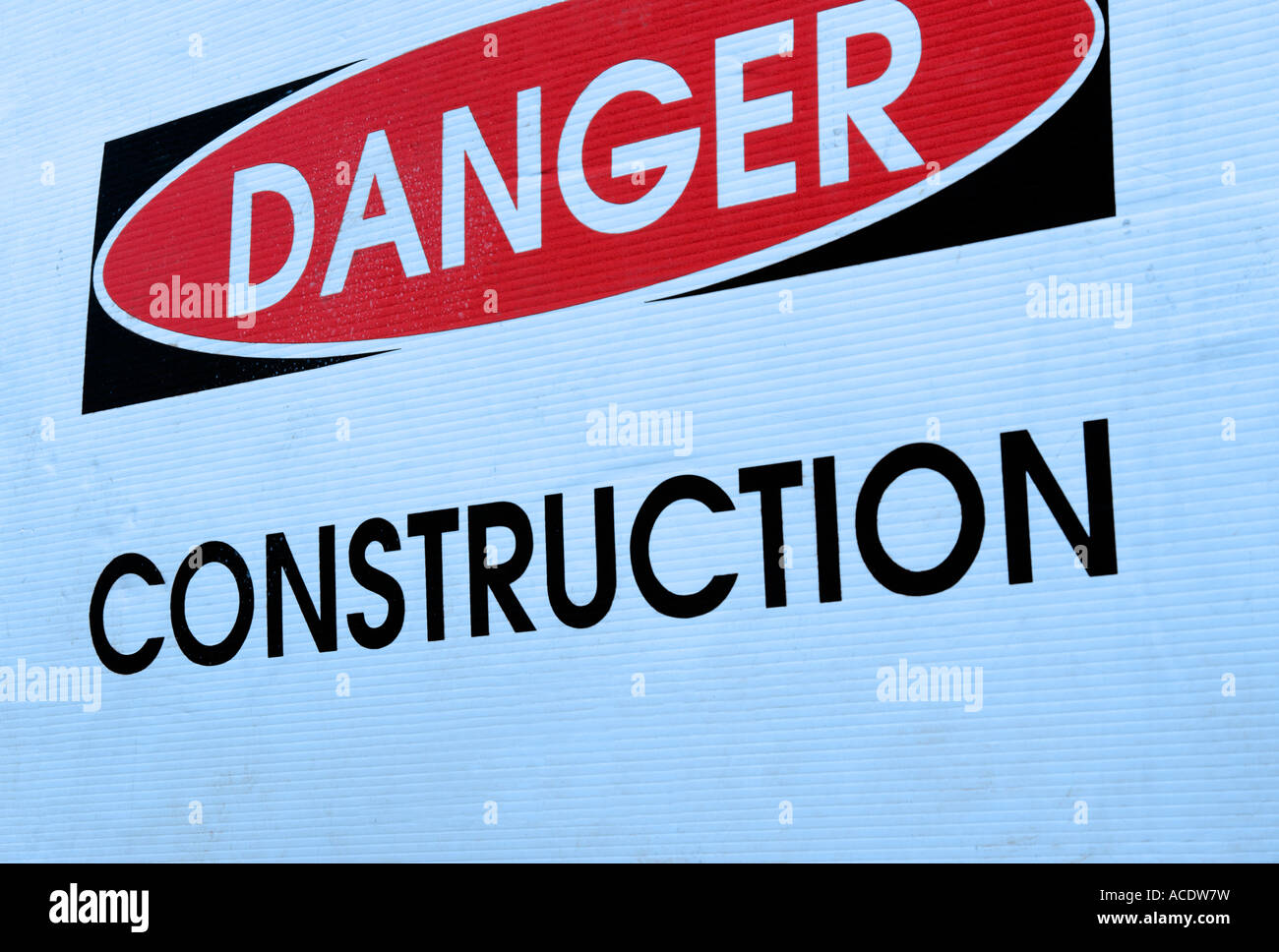 Close up of Danger - Construction sign Stock Photo - Alamy