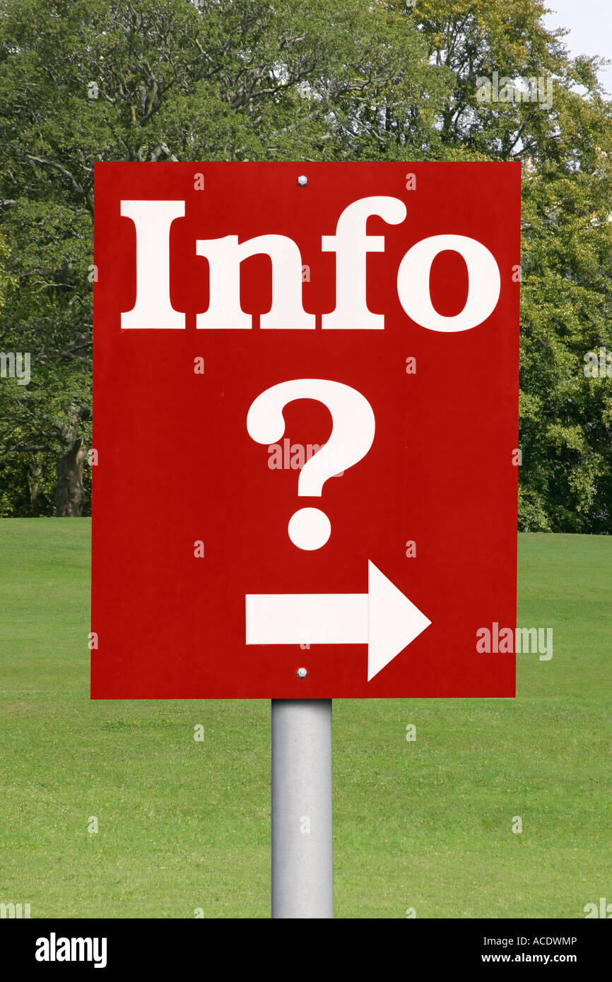 Info information sign with question mark and arrow Stock Photo - Alamy