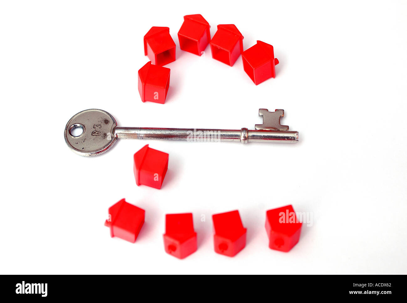 monopoly houses and a key in the shape of the sterling sign, the UK's ...