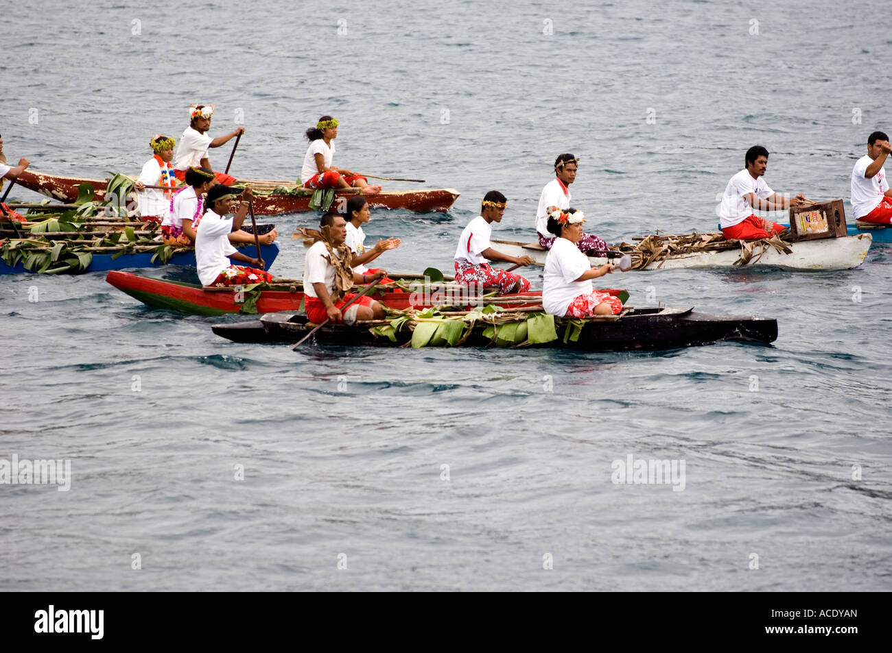 Kioa Island Fiji melanesia south pacific natives in dugout canoes ...