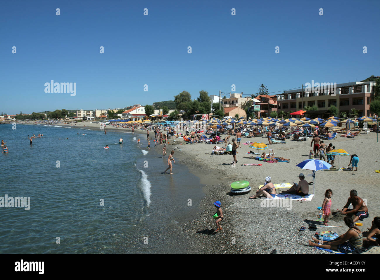 People at the beach in Platanias Crete Greece Stock Photo - Alamy