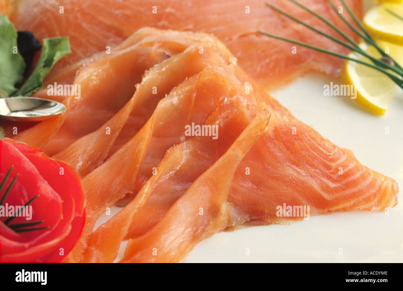 Slices of smoked salmon Stock Photo - Alamy