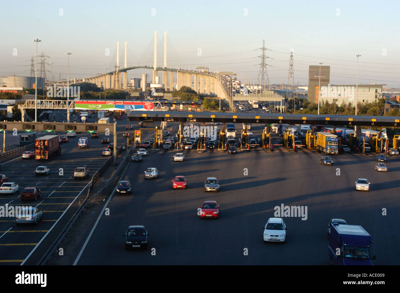 Toll booths at the Queen Elizabeth 2 Bridge Dartford Kent England Stock ...