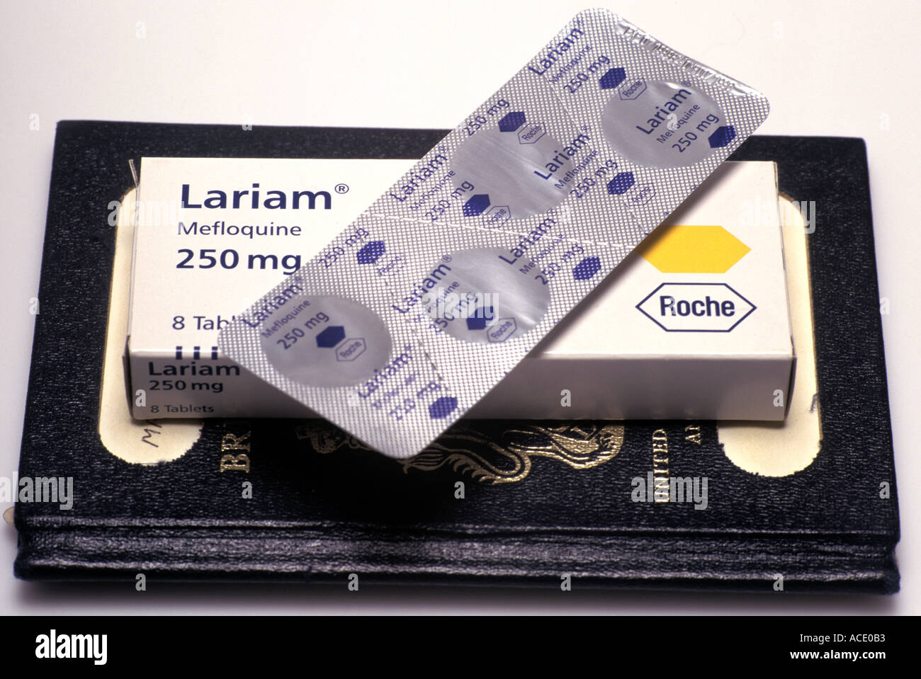 Anti malaria drug Lariam Mefloquine with passport Stock Photo - Alamy