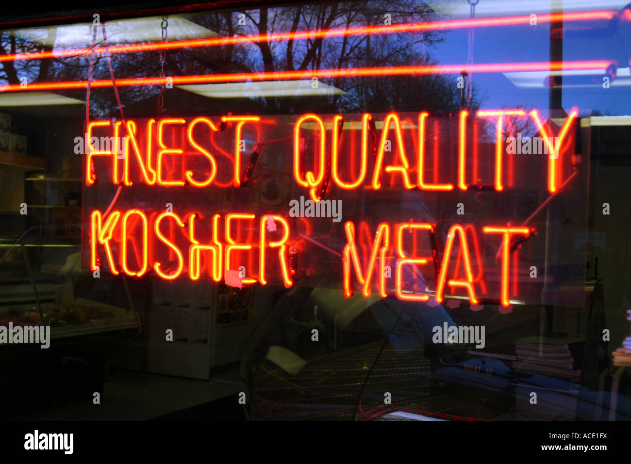 jews jewish butchers manchester finest quality kosher meat neon sign ...