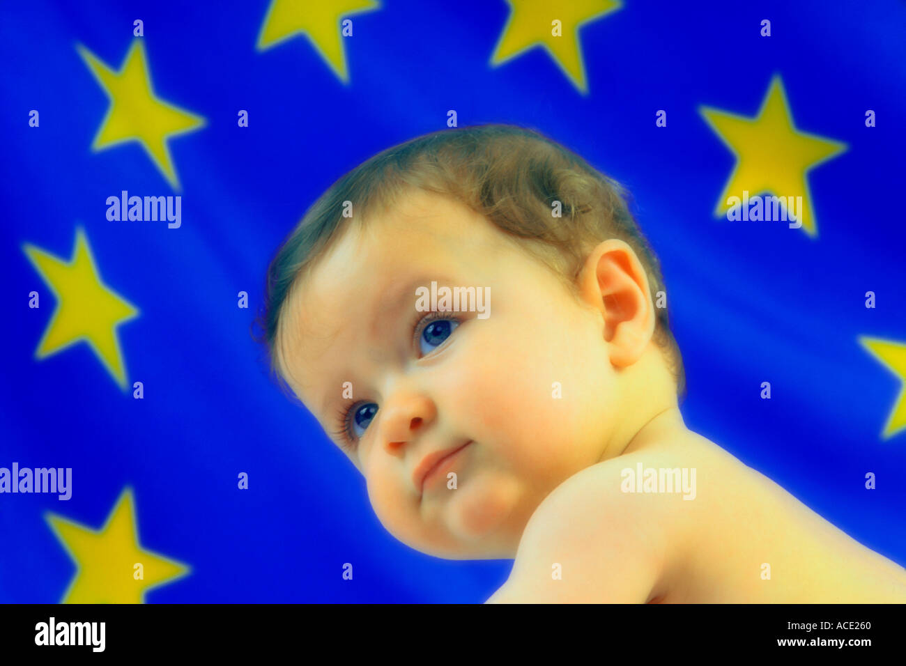 Portrait of a baby and EEC flag Stock Photo - Alamy