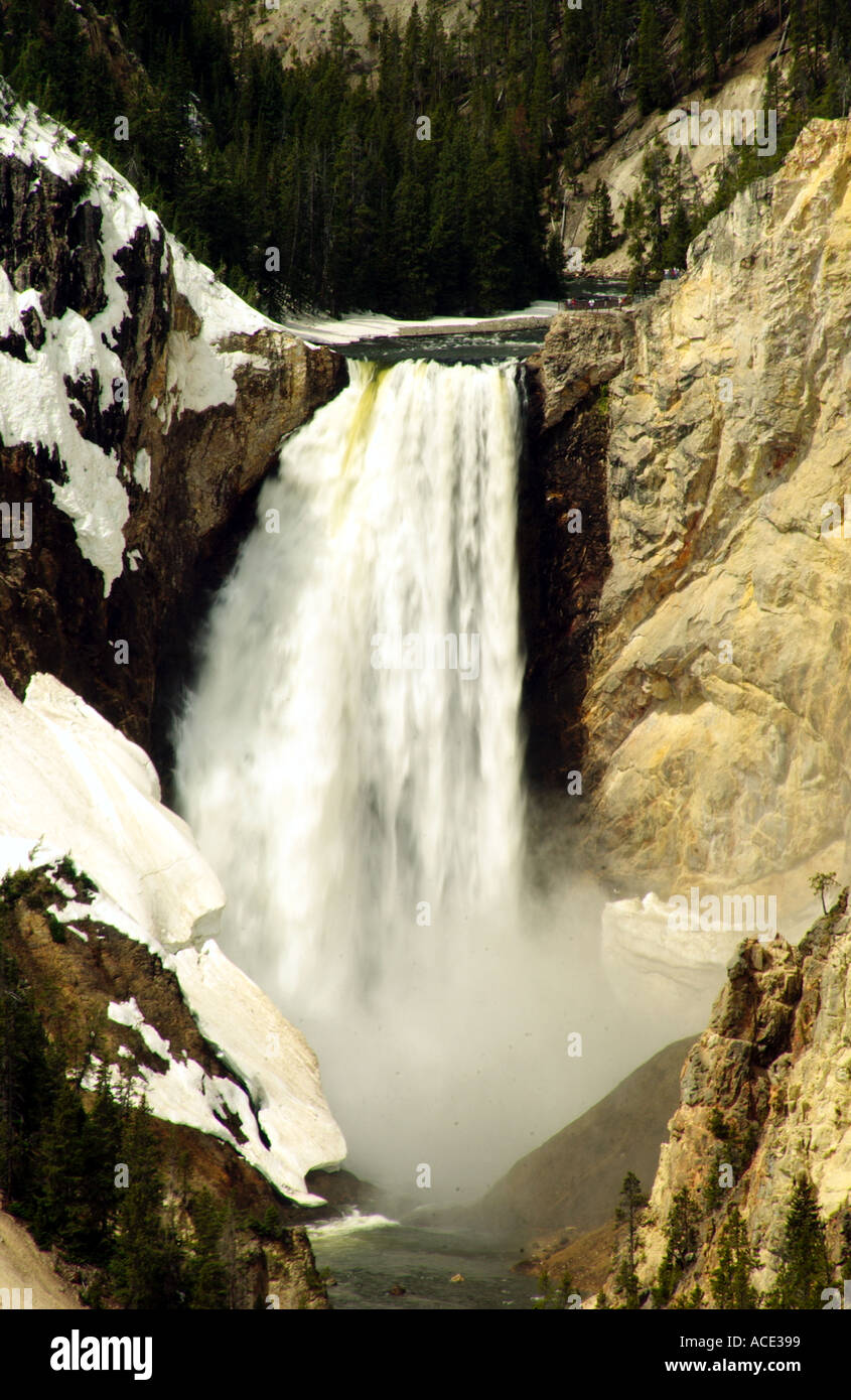 Yellowstone falls in early spring in the Grand Canyon of the ...