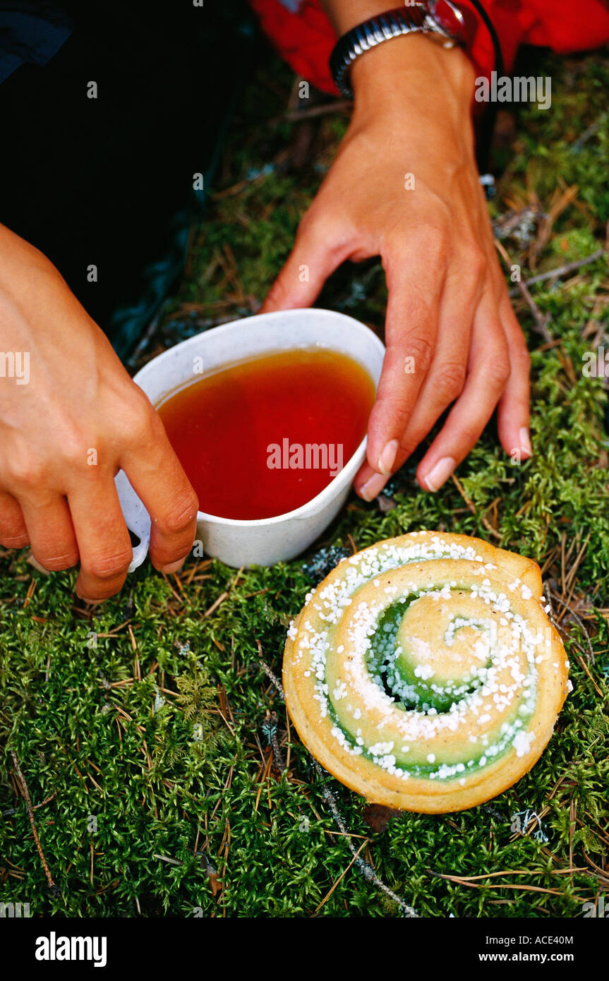 Tea and bun Stock Photo - Alamy