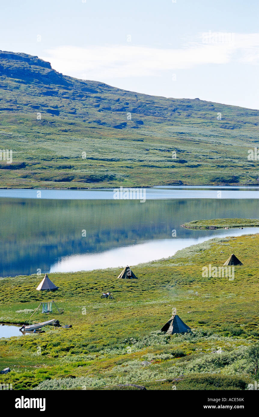 A Lappish cot by a lake Stock Photo - Alamy