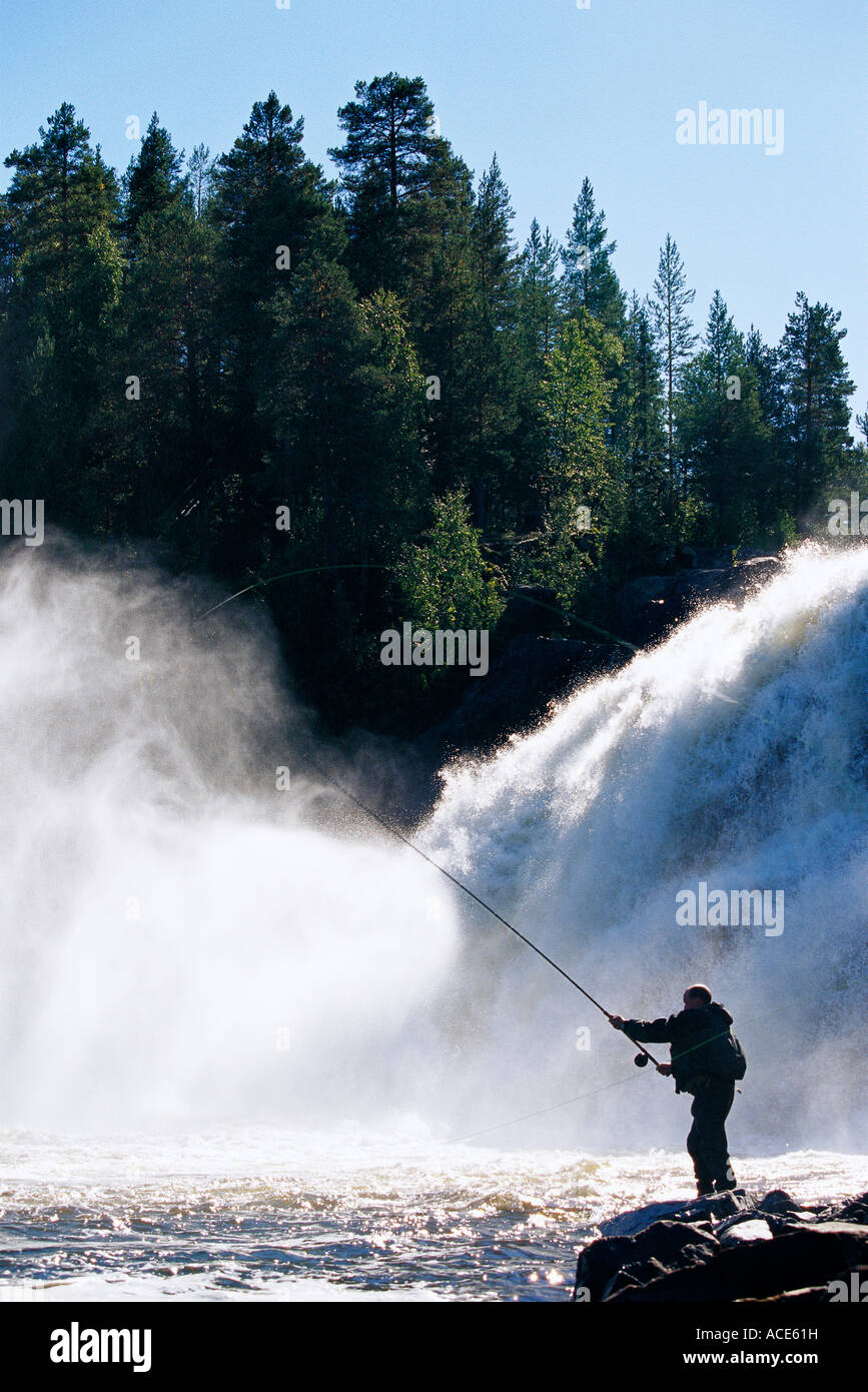 Man fishing waterfall hi-res stock photography and images - Alamy