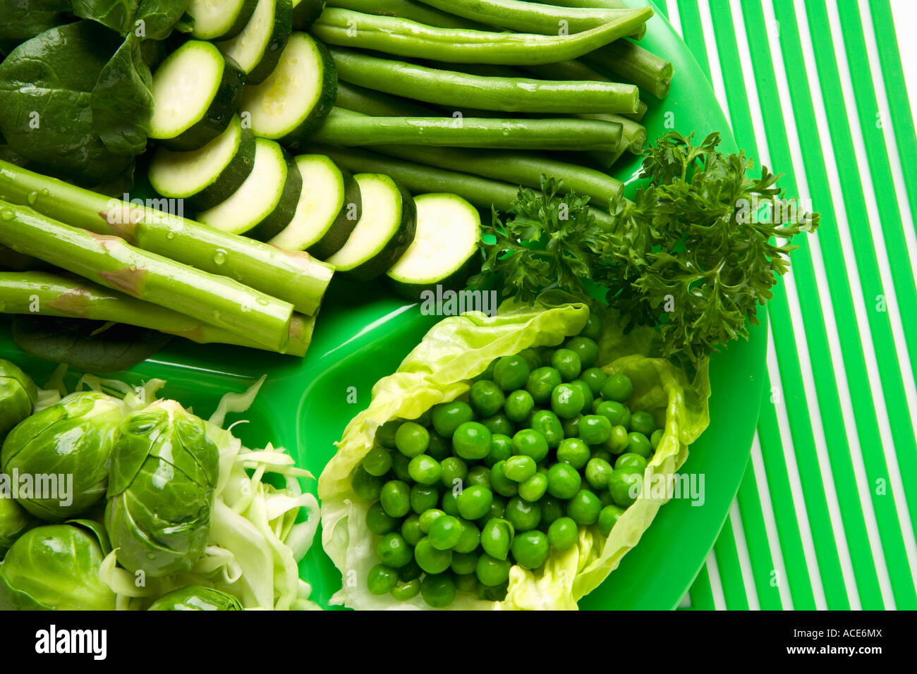 Plate of green vegetables Stock Photo - Alamy