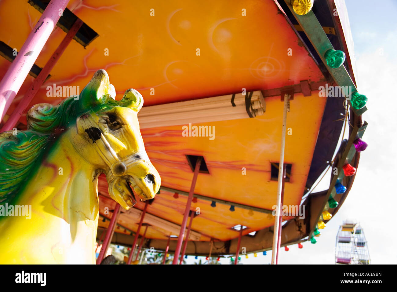 Close up of plastic horse on carousel Stock Photo - Alamy