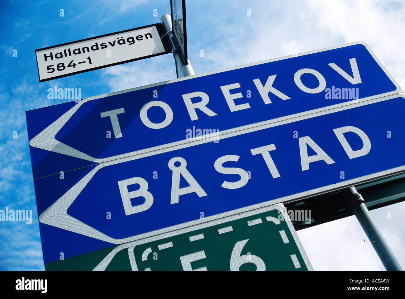 Road signs in Skane Sweden Stock Photo - Alamy