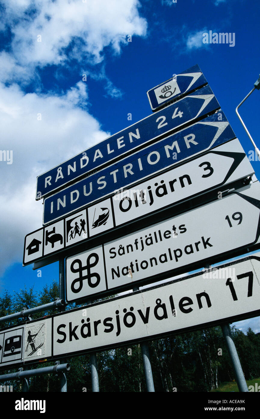 Road signs in Harjedalen Sweden Stock Photo - Alamy