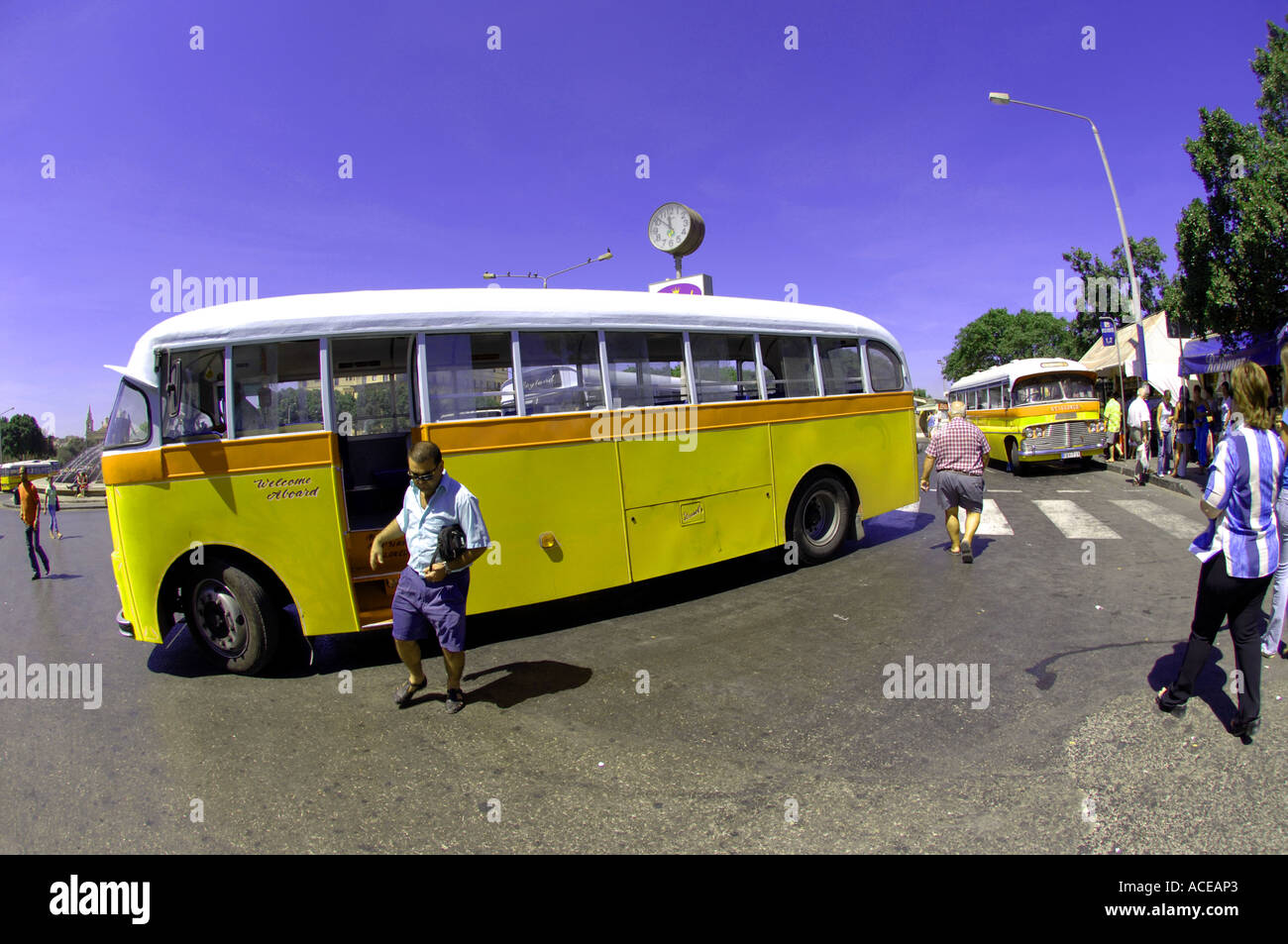 malta bus traditional yellow typical old fashioned valletta day ...