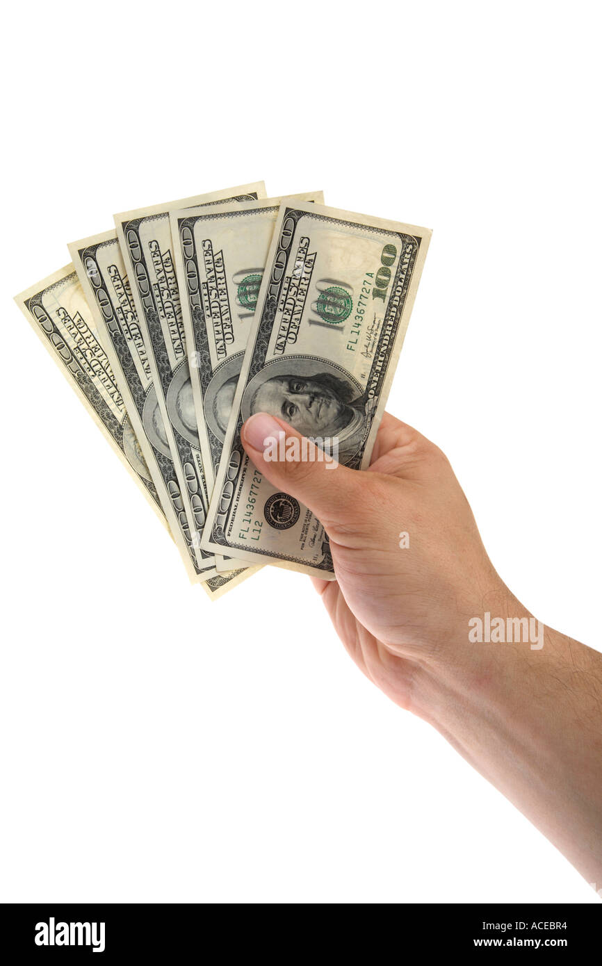 Hand holding 100 dollar bills Stock Photo - Alamy