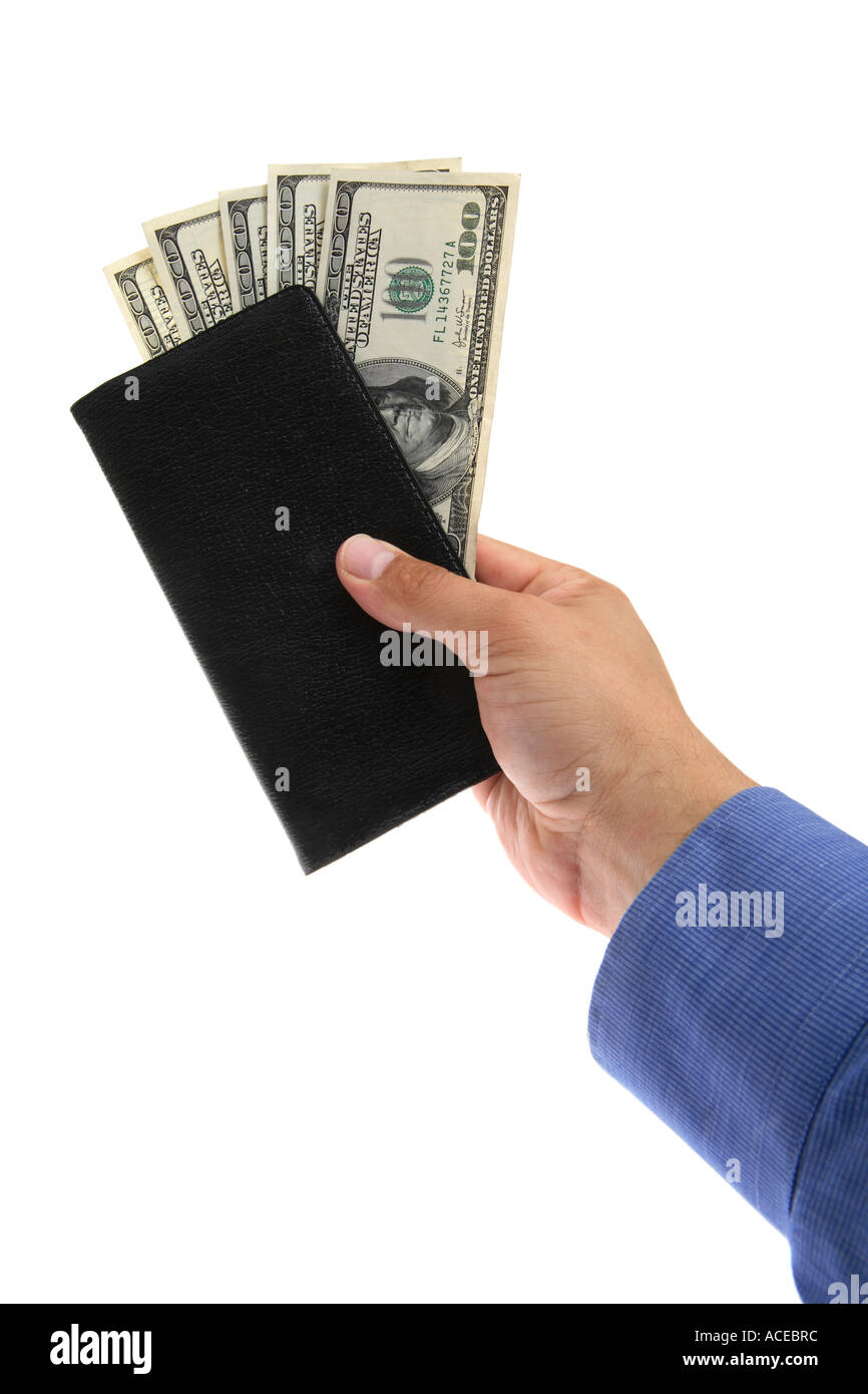 Hand holding wallet with money Stock Photo - Alamy