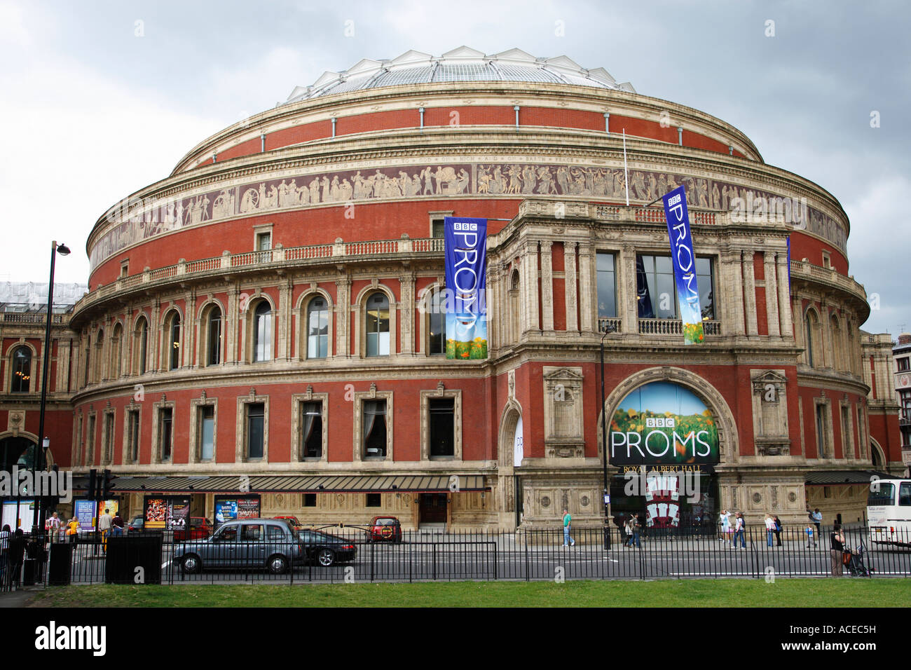 royal albert hall taken with the bbc proms banners london england uk ...
