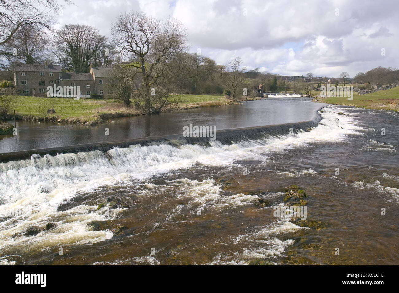 a Wier on the River wharfe, Yorkshire Dales National Park, UK, at ...