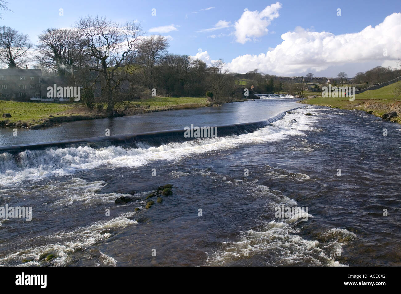 a Wier on the River wharfe, Yorkshire Dales National Park, UK, at ...