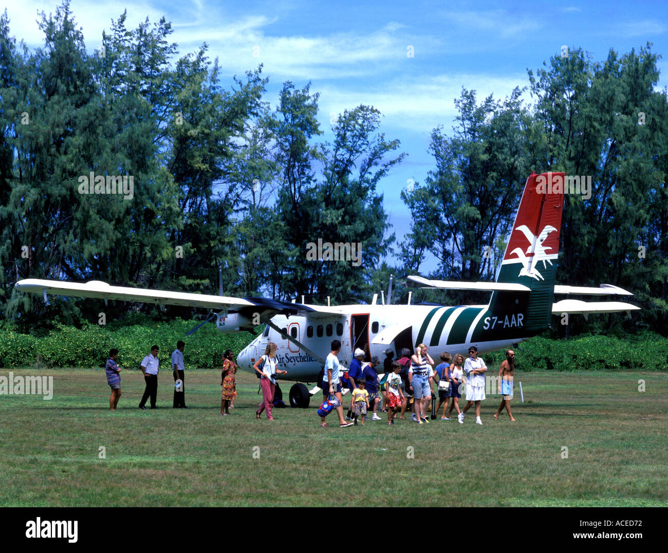 Air Seychelles plane with passengers The Seychelles Indian Ocean Stock ...