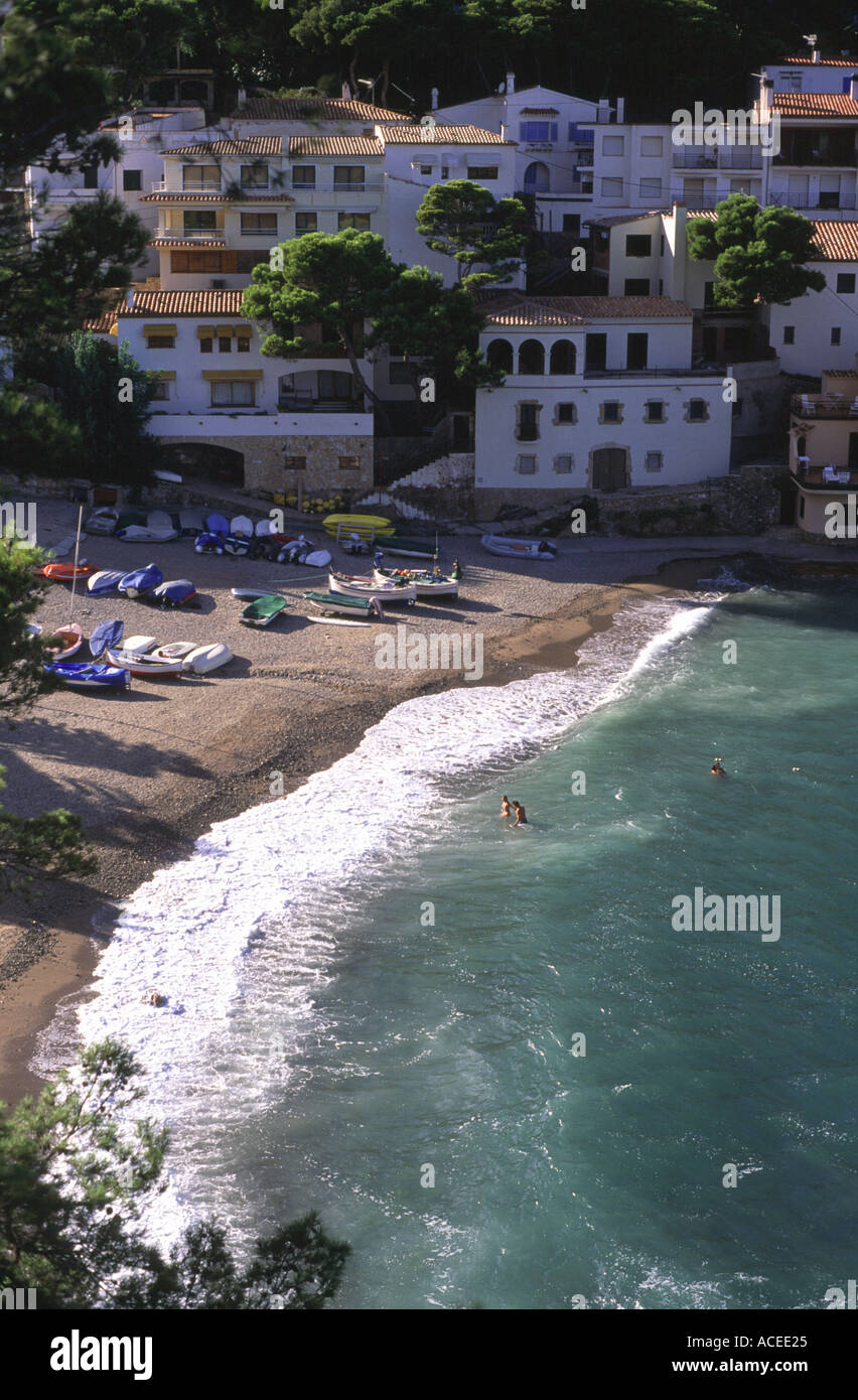 Aerial view of the beach at Sa Tuna, Costa Brava, Spain Stock Photo - Alamy