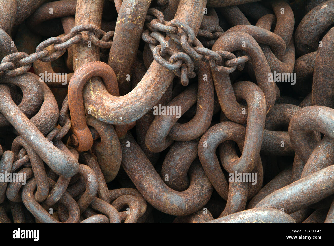 close up of anchor chains of fishing boat Stock Photo - Alamy