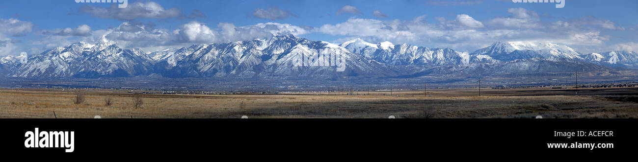 SLC Wasatch Mountain Utah PANORAMA Stock Photo - Alamy