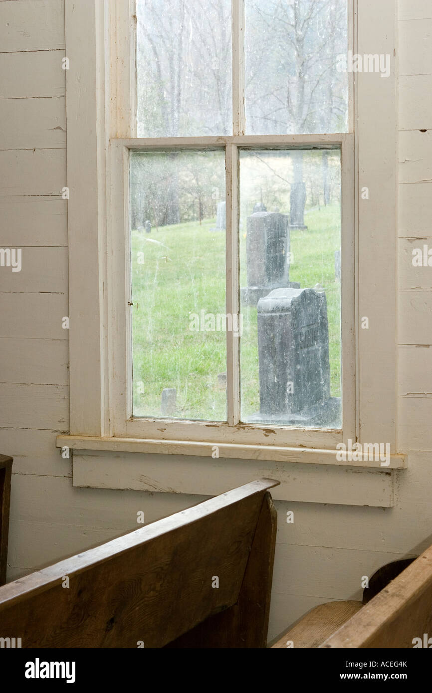 Window overlooking a cemetary (from Cades Cove, Great Smoky Mountians ...