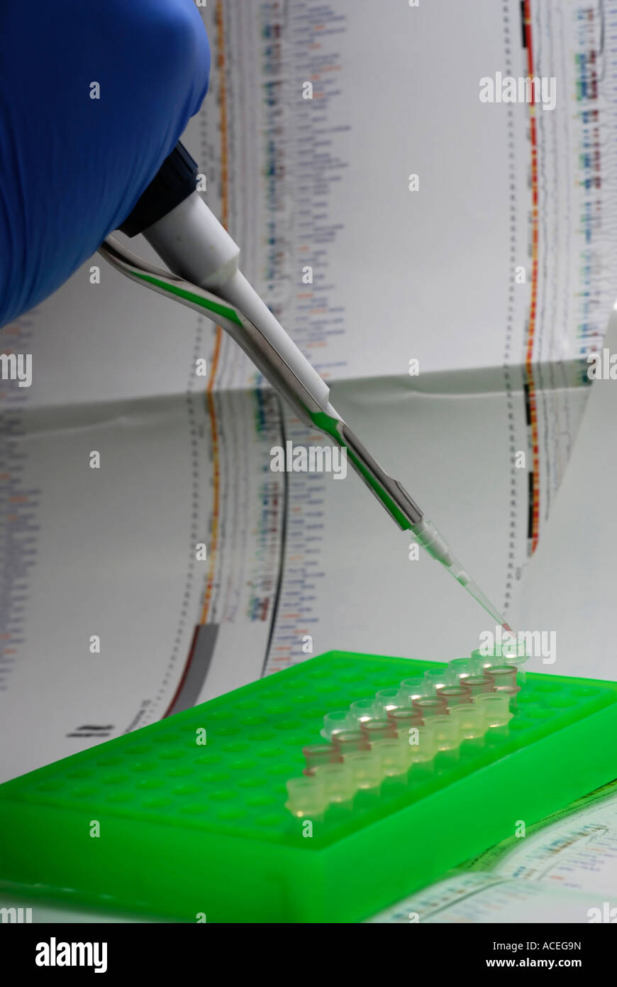 DNA research with graphics charts reference in the background Stock ...