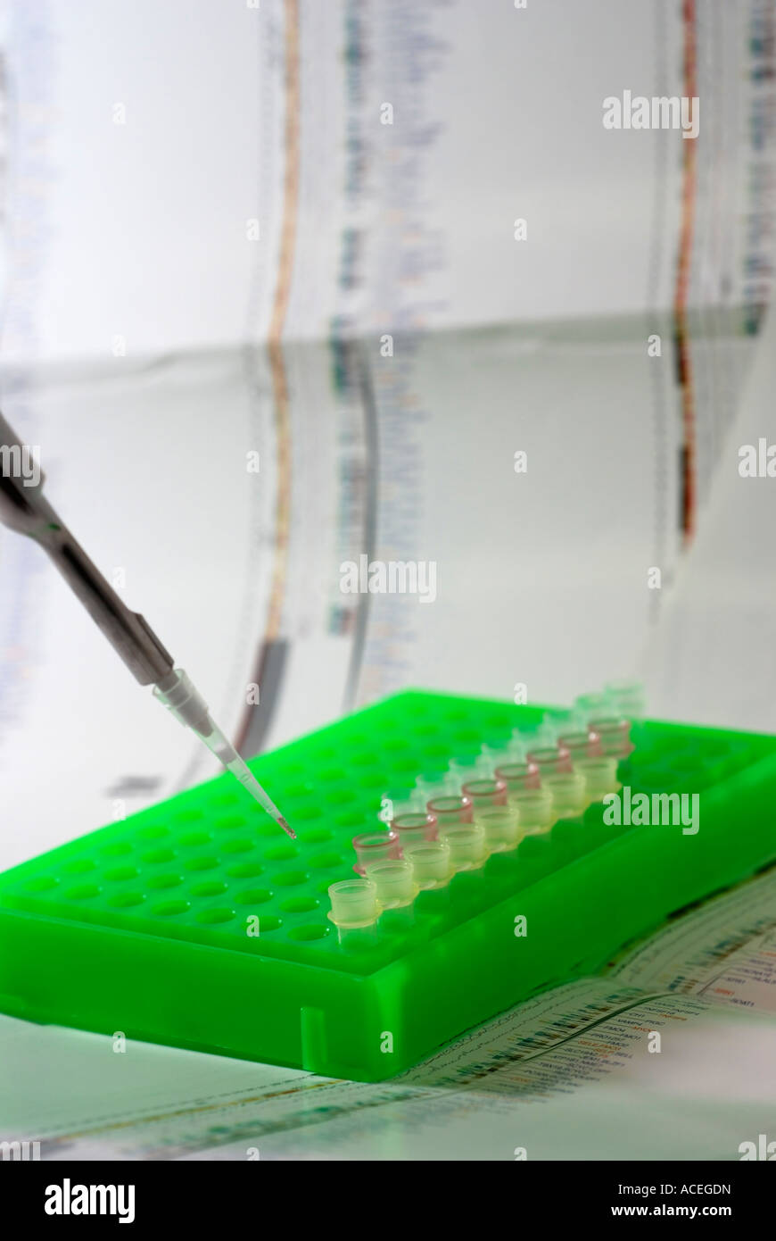DNA research with graphics charts reference in the background Stock ...