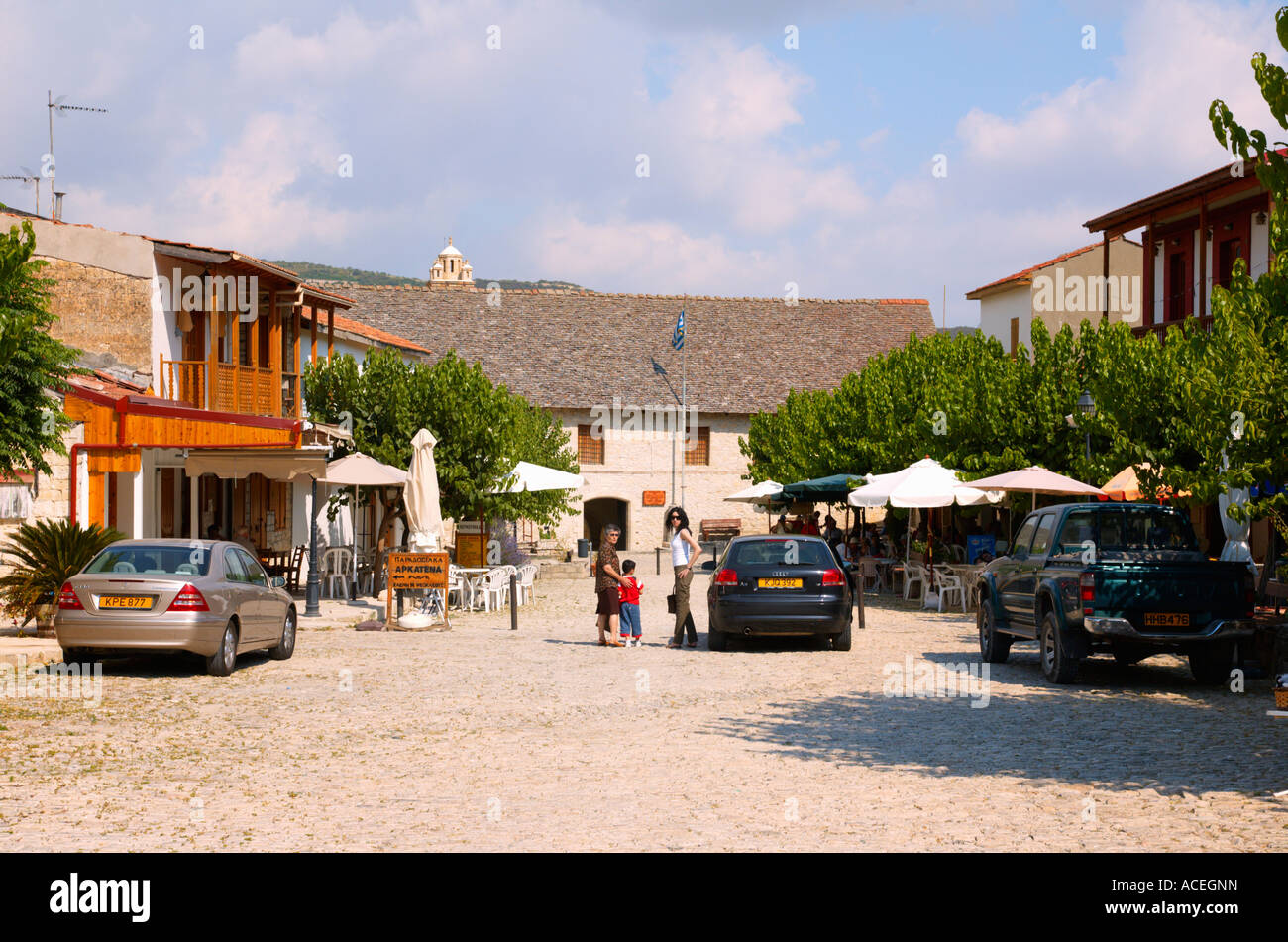 Cyprus Omodos Limassol district the central plaza the Monastery of the ...