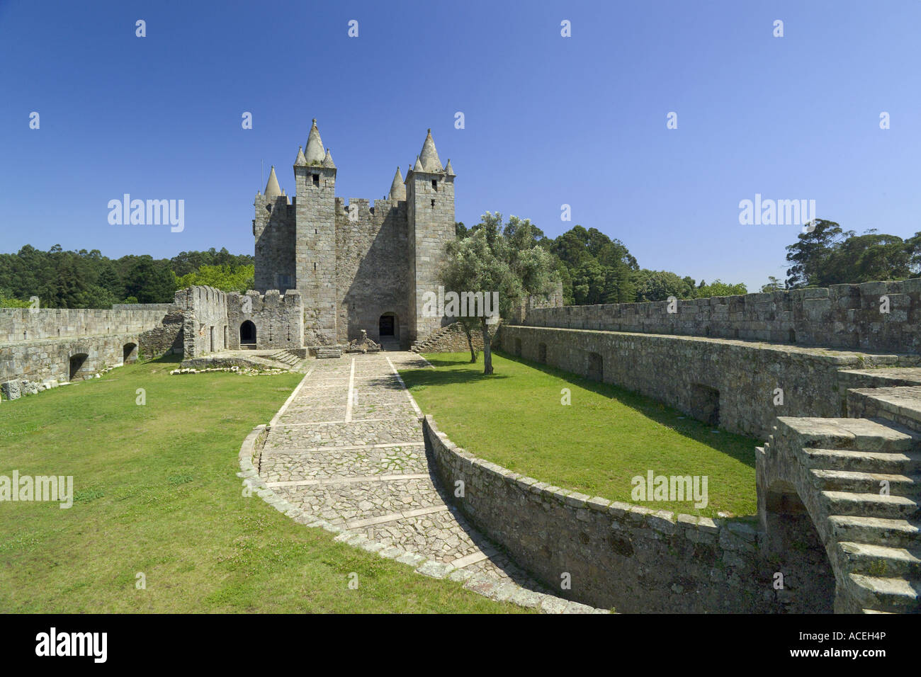 Portugal, The Costa Verde, Santa Maria da Feira, Medieval castle near ...