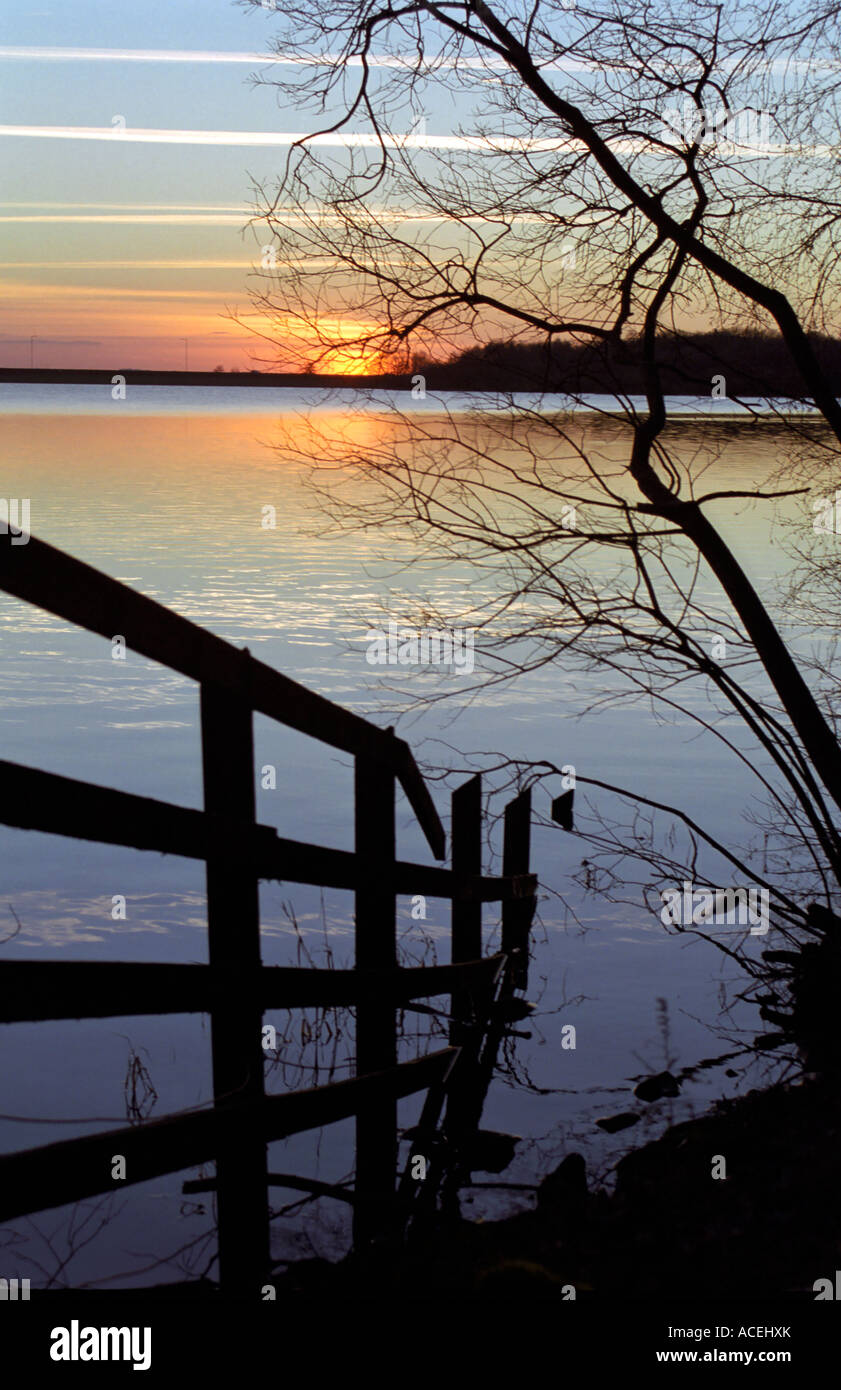 Sunset, Lower Rivington Reservoir, Lever Park, Horwich, Bolton, Greater ...
