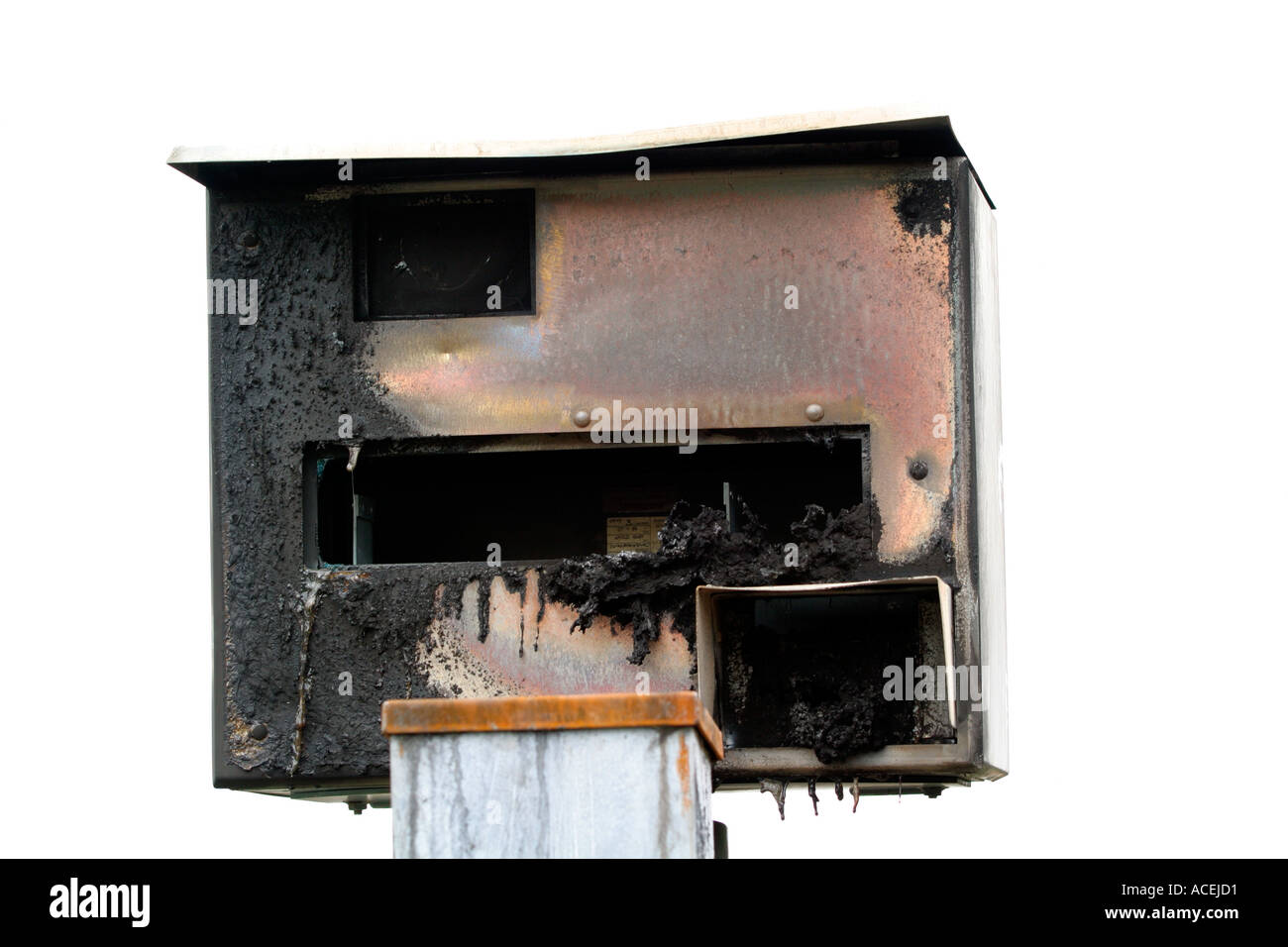 Burnt Gatso Speed Camera Stock Photo - Alamy