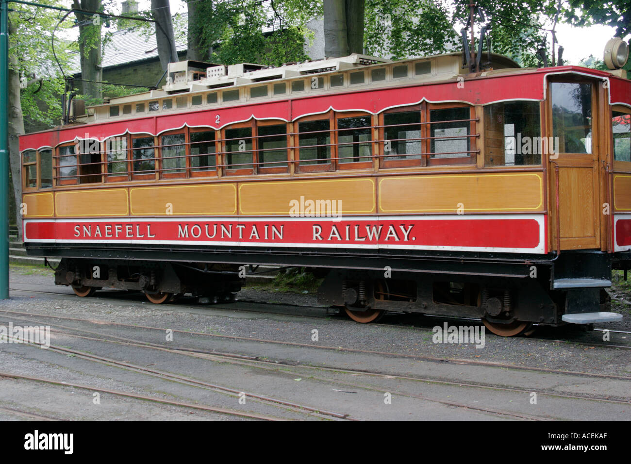 Electric train Snaefell Mountain Railway on the Isle of Man The railway ...