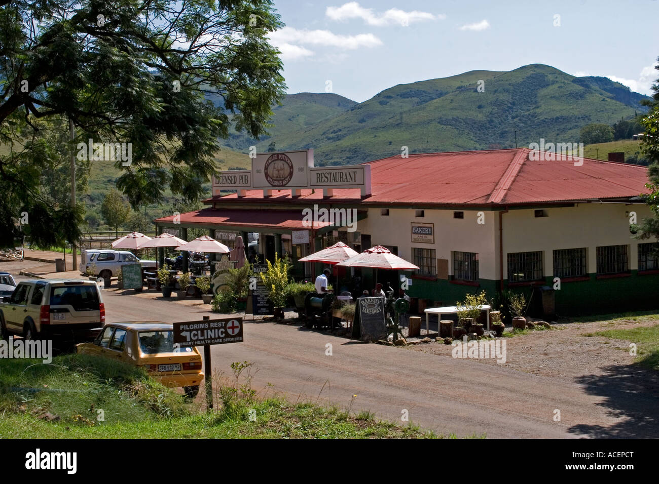 Main street showing tin buildings, Pilgrim's Rest, near Graskop, South ...