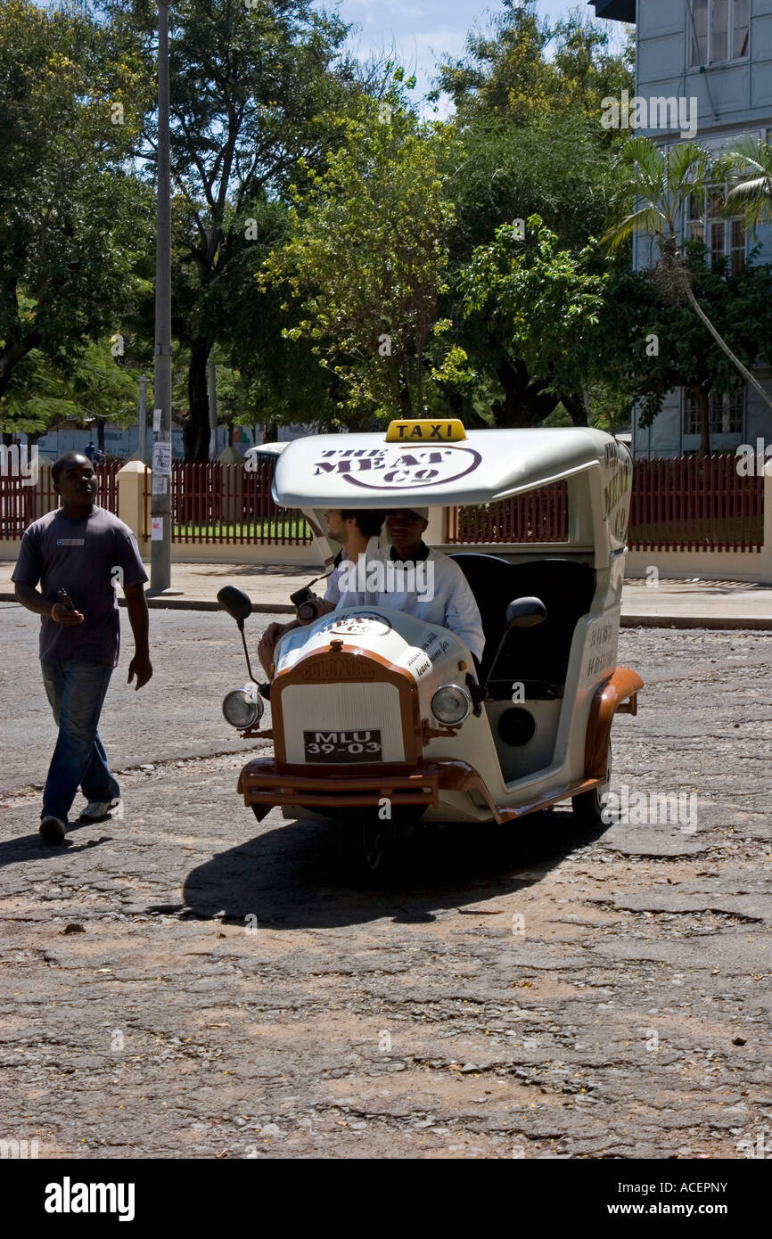 Tuk Tuk taxi outside Botanical Gardens, Maputo, Mozambique, SE Africa ...